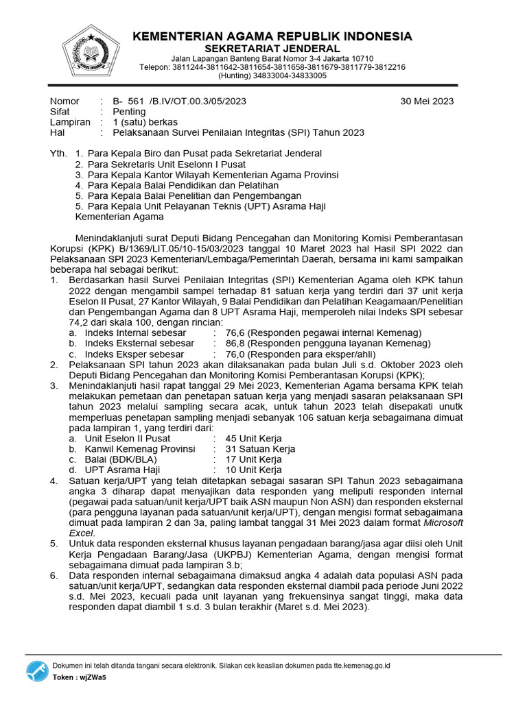 Pelaksanaan Spi Tahun 2023 | PDF