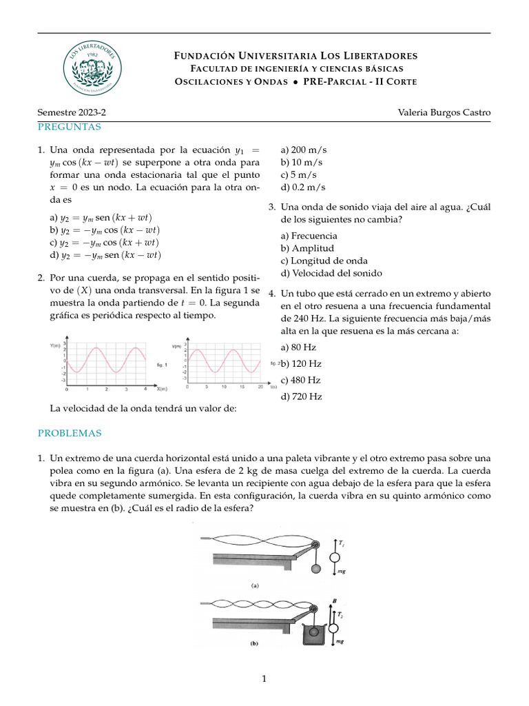 PreParcial-Oscilaciones y Ondas (II Corte) | PDF | Longitud de onda | Frecuencia