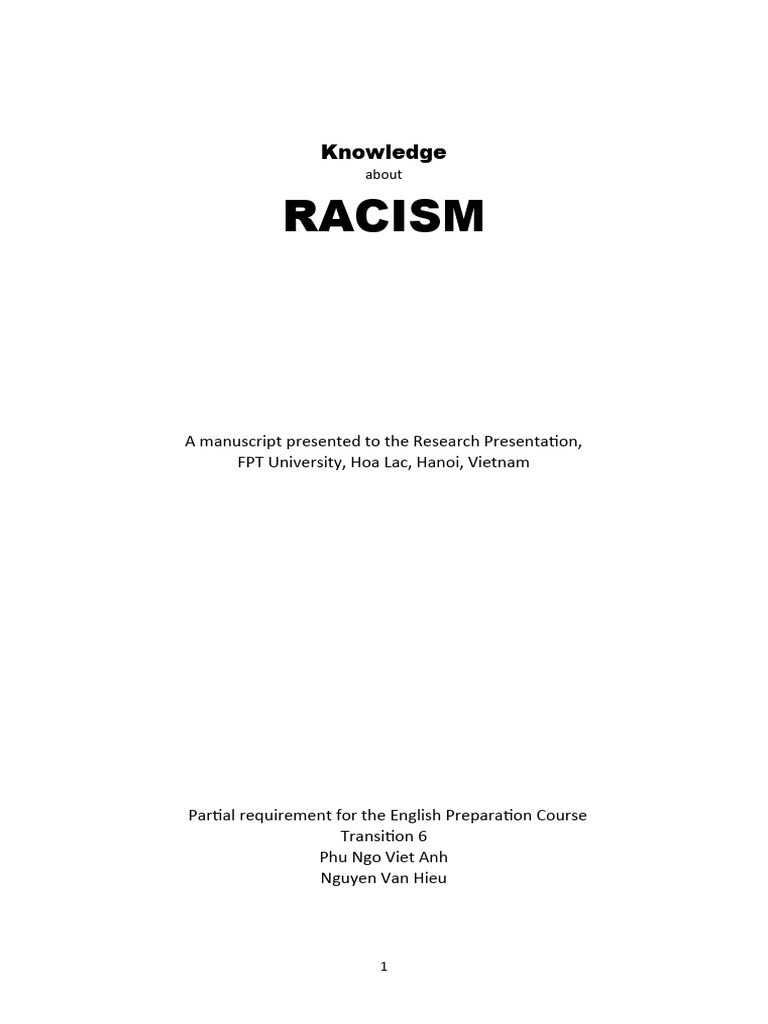 Manuscript of Racism | PDF | Racism | Discrimination & Race Relations