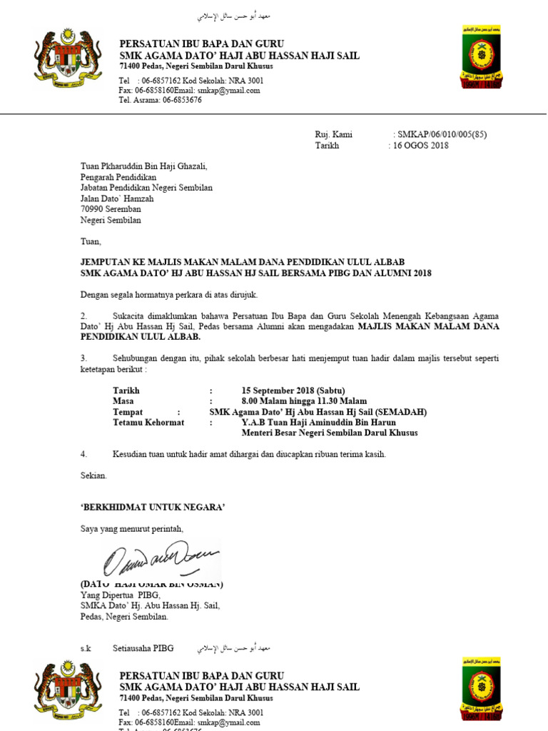 SURAT JEMPUTAN KEHADIRAN VIP - Edit | PDF