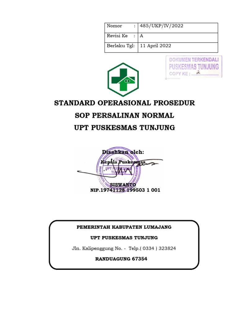 Sop Persalinan Normal | PDF