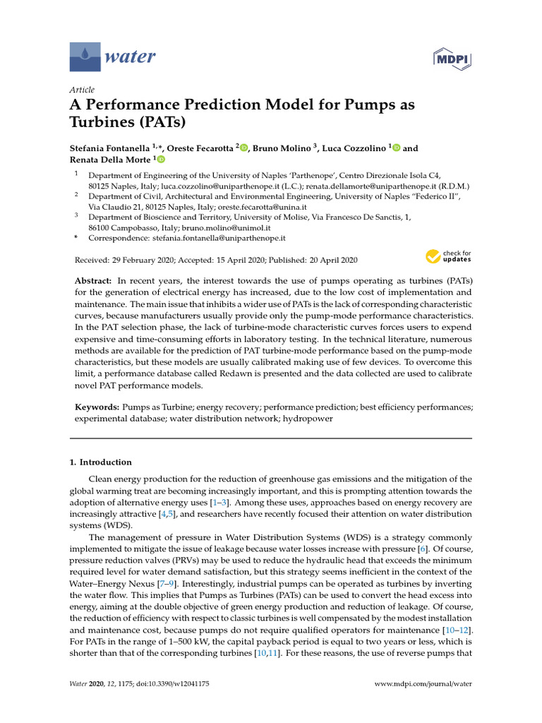 166 A Performance Prediction Model For Pumps As TURBINES | PDF | Pump | Mechanical Engineering