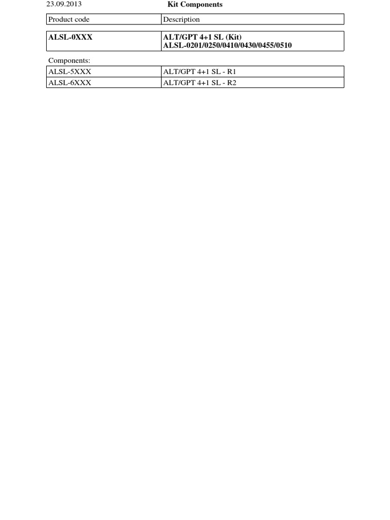 FDS-ALSL-0XXX - ALT - GPT - 4+1 - SL - (Kit) - (EU) - v6 Sept13 | PDF ... FDS-ALSL-0XXX - ALT - GPT - 4+1 - SL - (Kit) - (EU) - v6 Sept13 | PDF ...