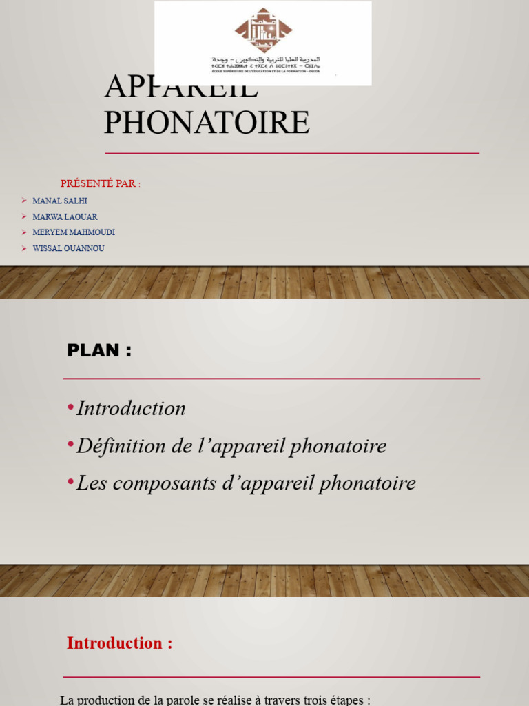 Définition de l'appareil phonatoire | PDF
