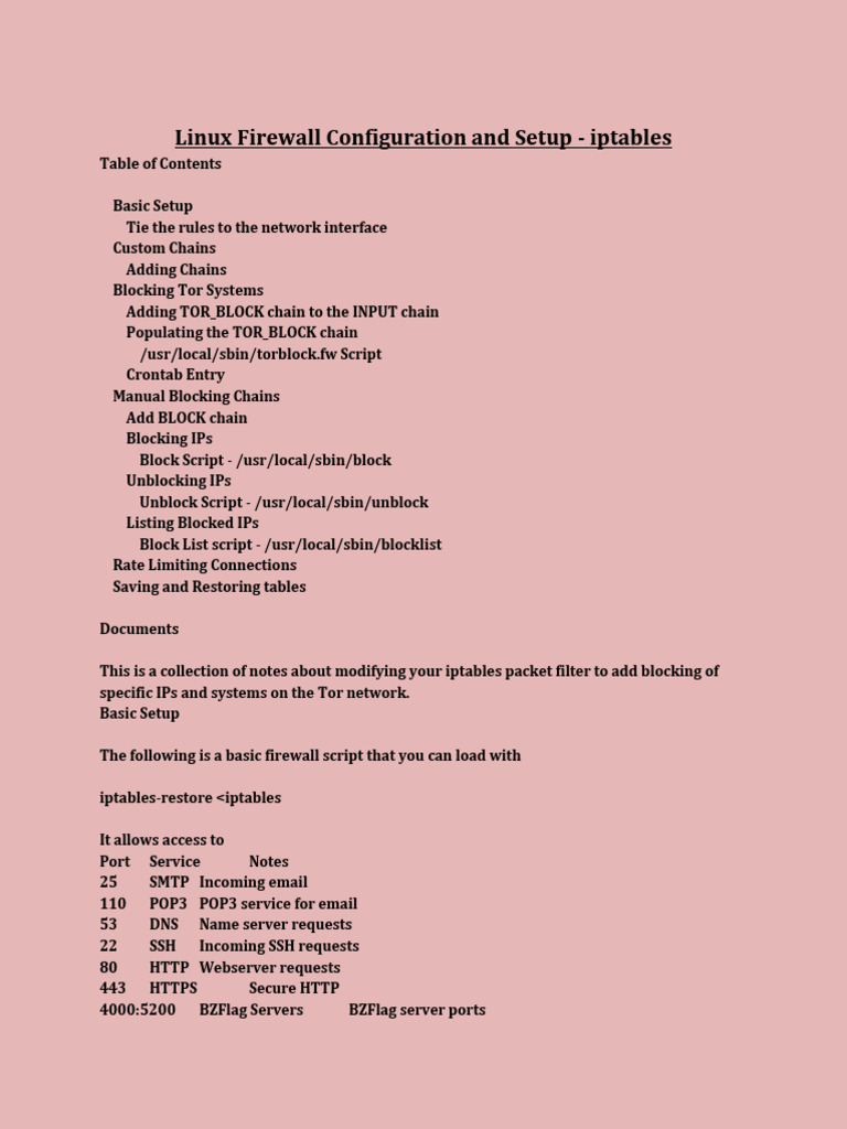 Iptables and Nat Configuration | PDF | Port (Computer Networking) | Ip Address