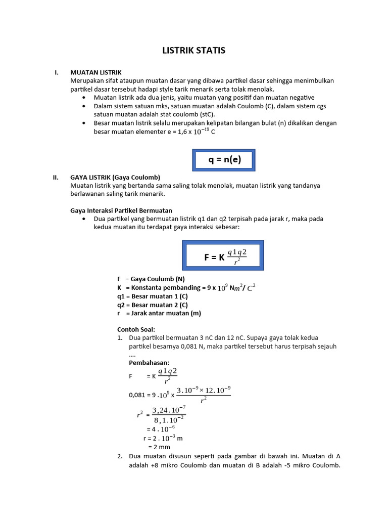 Rumus dan Konsep Listrik Statis | PDF