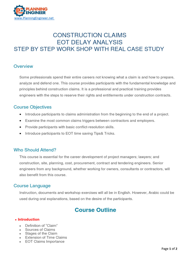 Claims EOT Course Content | PDF | Procurement | Business