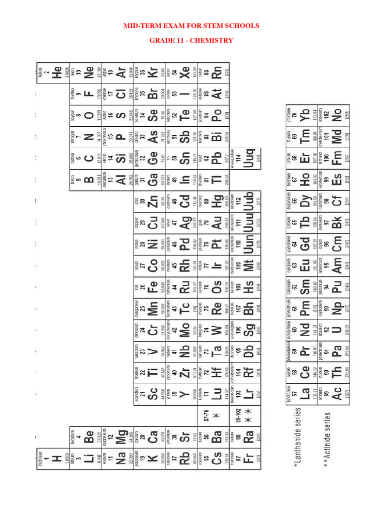 Chemistry Mid Term Exam 2014 | PDF | Solubility | Physical Quantities