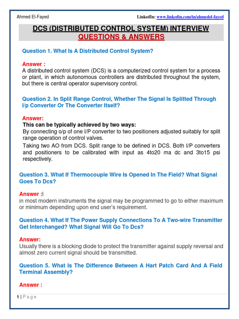 DCS Interview Question | PDF | Programmable Logic Controller | Feedback