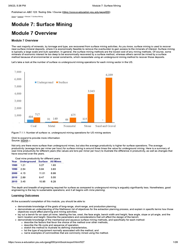 Module 7 - Surface Mining | PDF | Mining | Present Value