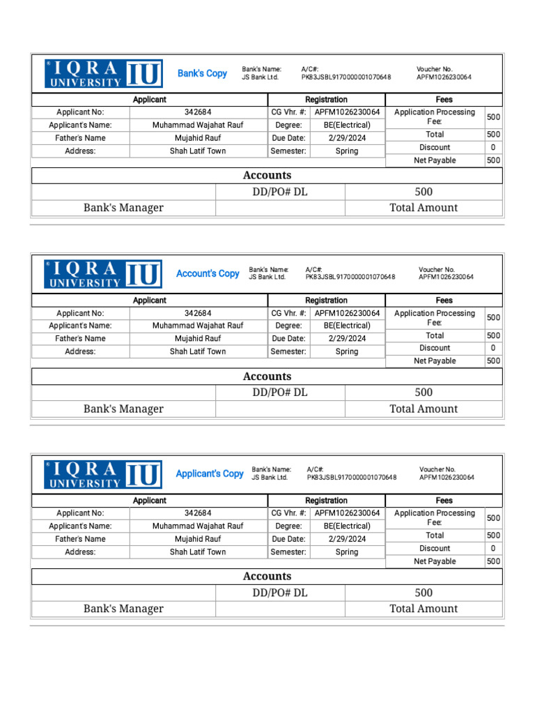 Fee Voucher | PDF | Payments | Service Industries