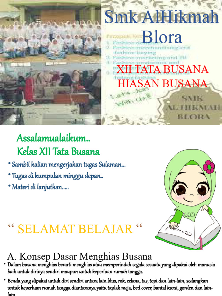 Materi PPT Hiasan Busana XII | PDF