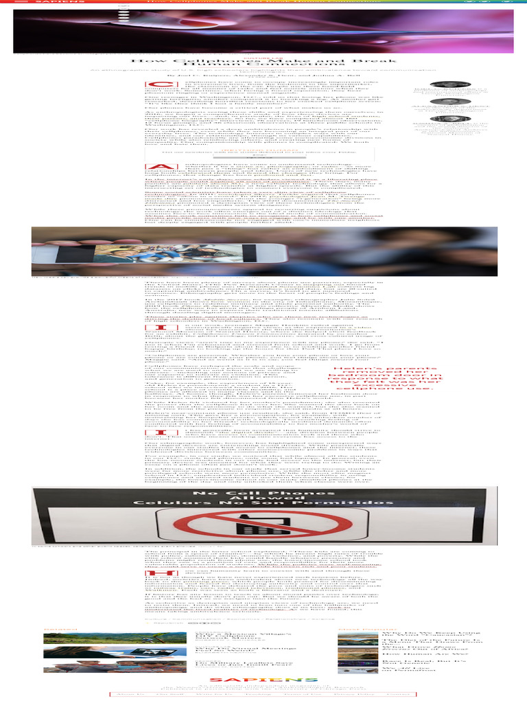 Wk1b Kuipers, Dent, Bell (2021) How Cellphones Make and Break Human ...