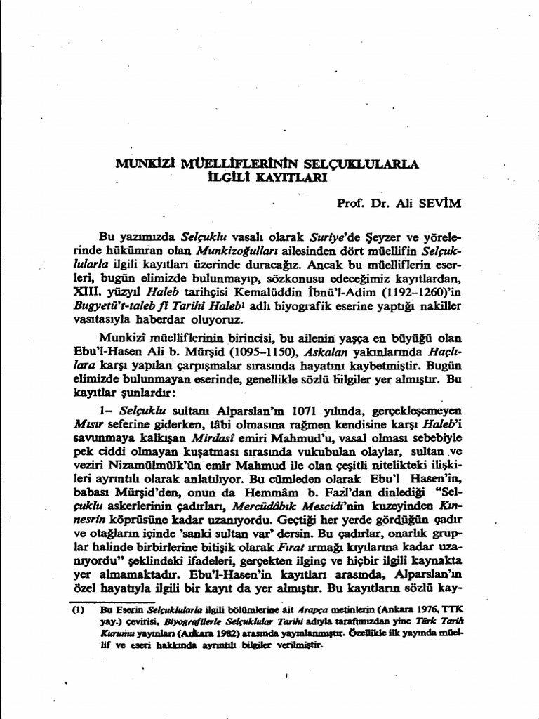 Ali Sevim Malazgirt Makale | PDF