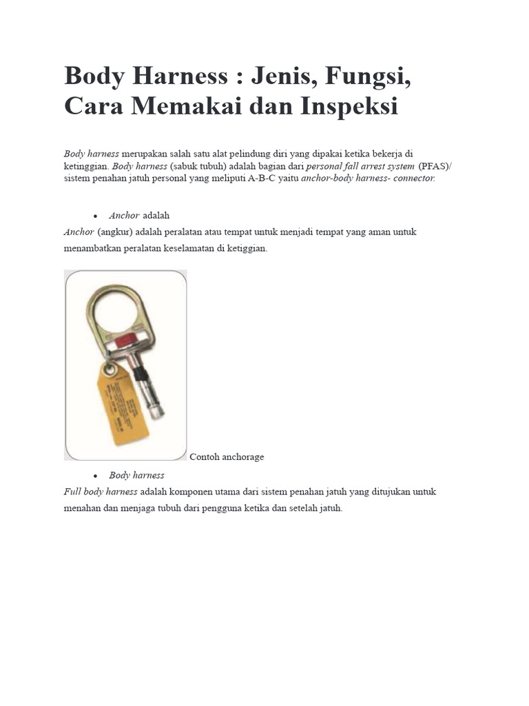 Panduan Lengkap Body Harness dan Fungsinya | PDF | Teknologi & Rekayasa