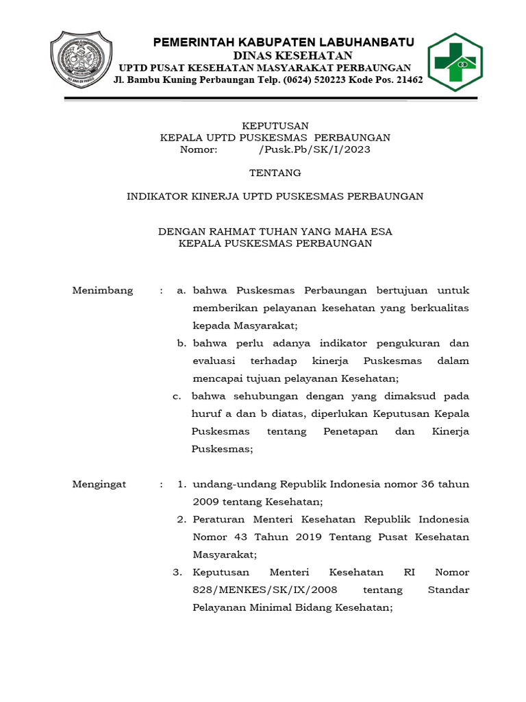 SK Indikator Kinerja Dan Analisis Capaian Program TB | PDF