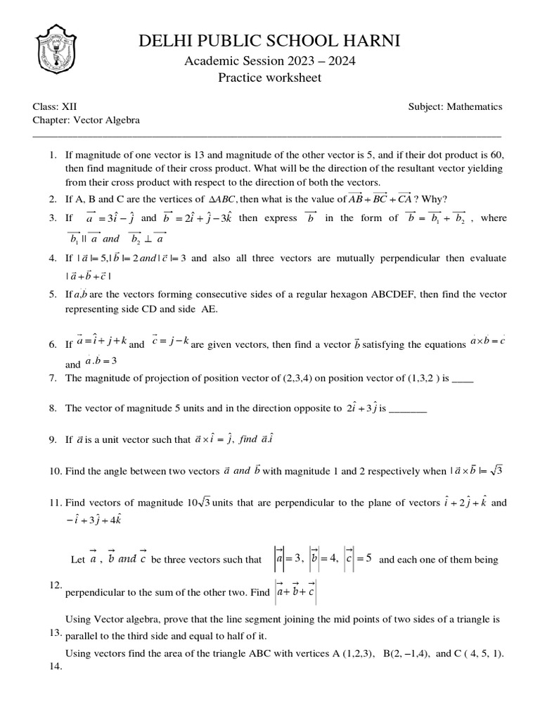 Va Math | PDF | Euclidean Vector | Perpendicular