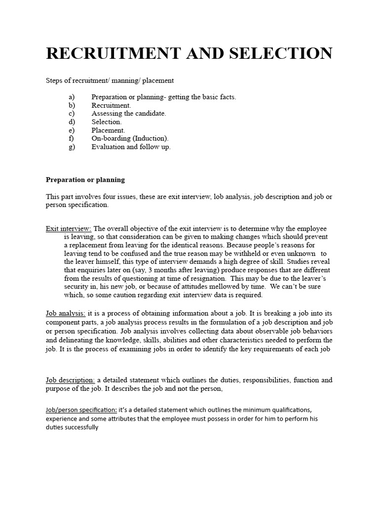 Recruitment and Selection Process Guide | PDF | Recruitment | Employment