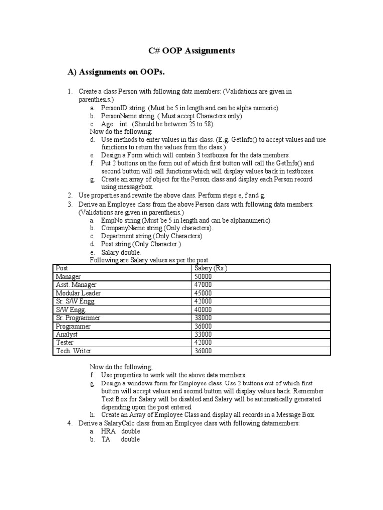 C Oop Assignments Pdf Method Computer Programming Inheritance 2890