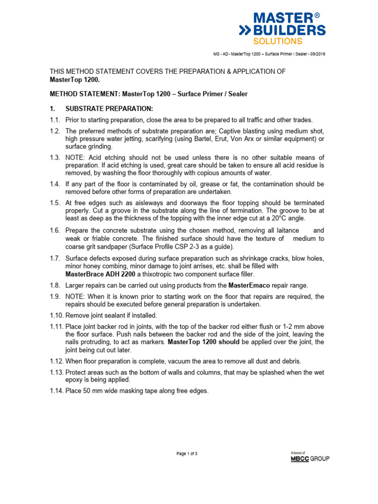 Mastertop 1200 Primer Sealer Ms | PDF | Materials | Chemistry