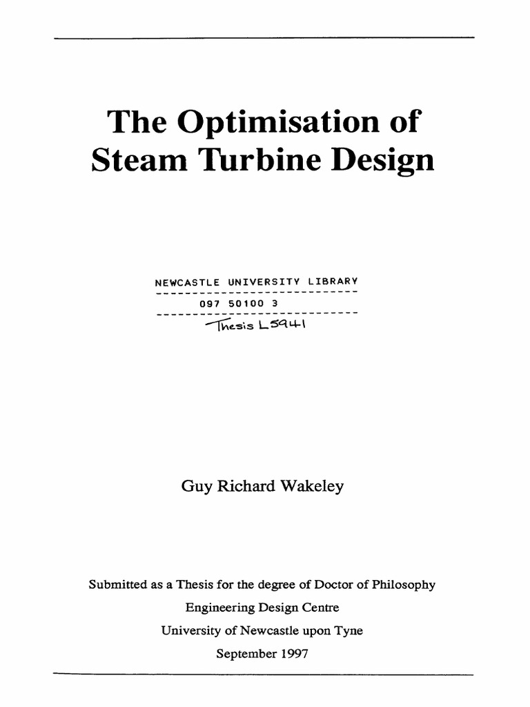 The Optimisation of Steam Turbine Design: Guy Richard Wakeley | PDF ...