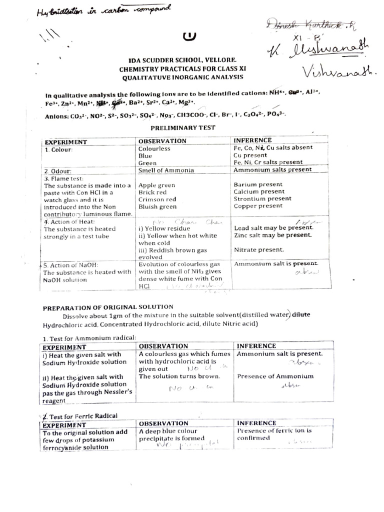 Observation Sheet | PDF | Salt (Chemistry) | Chemistry
