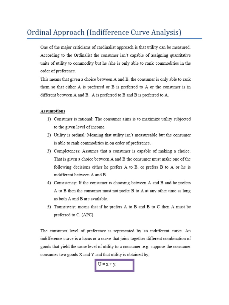 Topic 8 Ordinal Theory | Download Free PDF | Utility | Economic Equilibrium