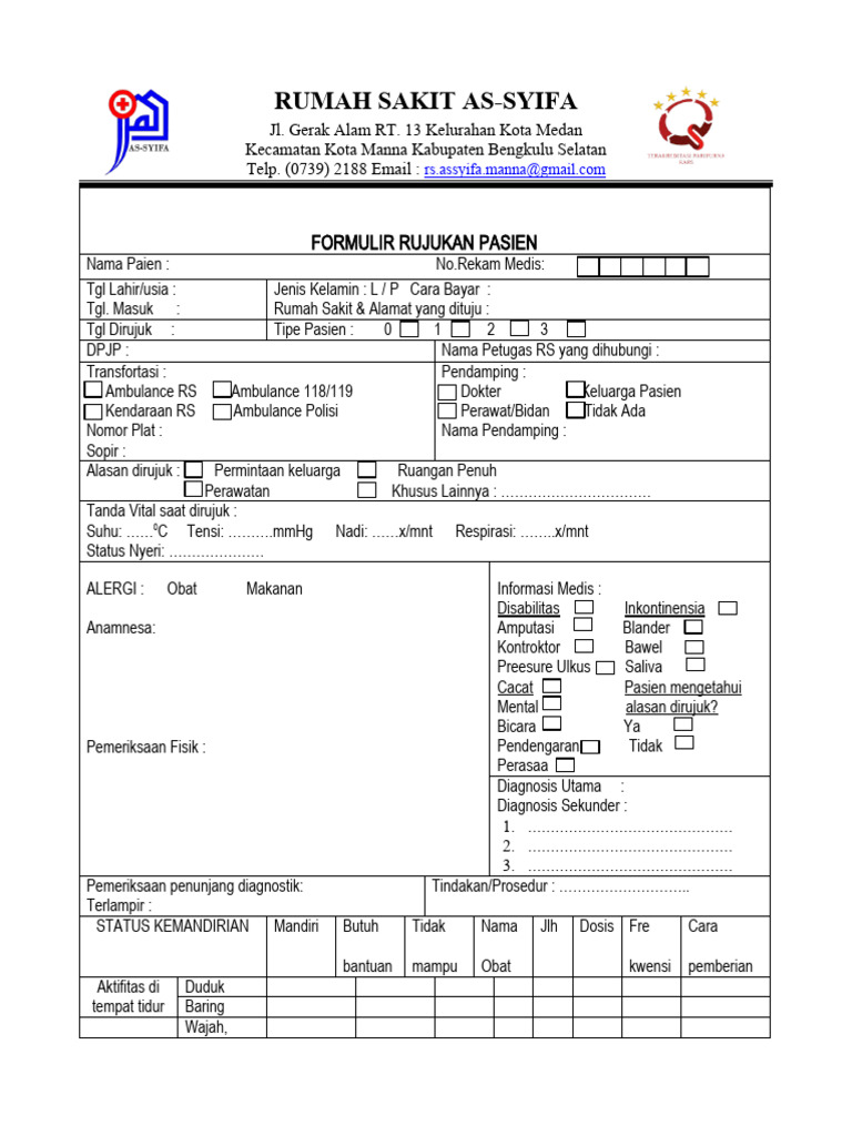 Formulir Rujukan Pasien | PDF