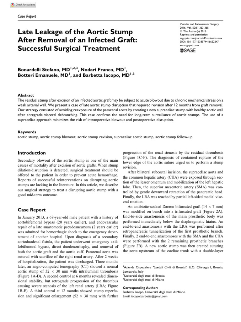Stump Leakage | PDF | Surgery | Aorta