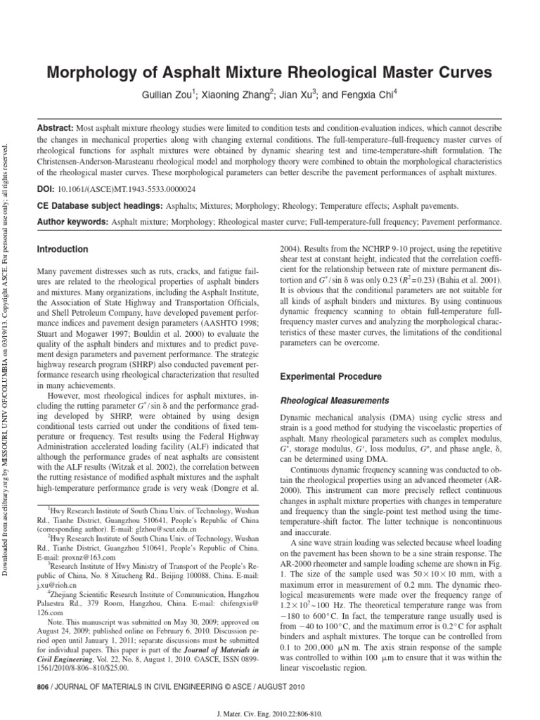 Morphology of Asphalt Mixture Rheological Master Curves | PDF | Rheology | Viscoelasticity