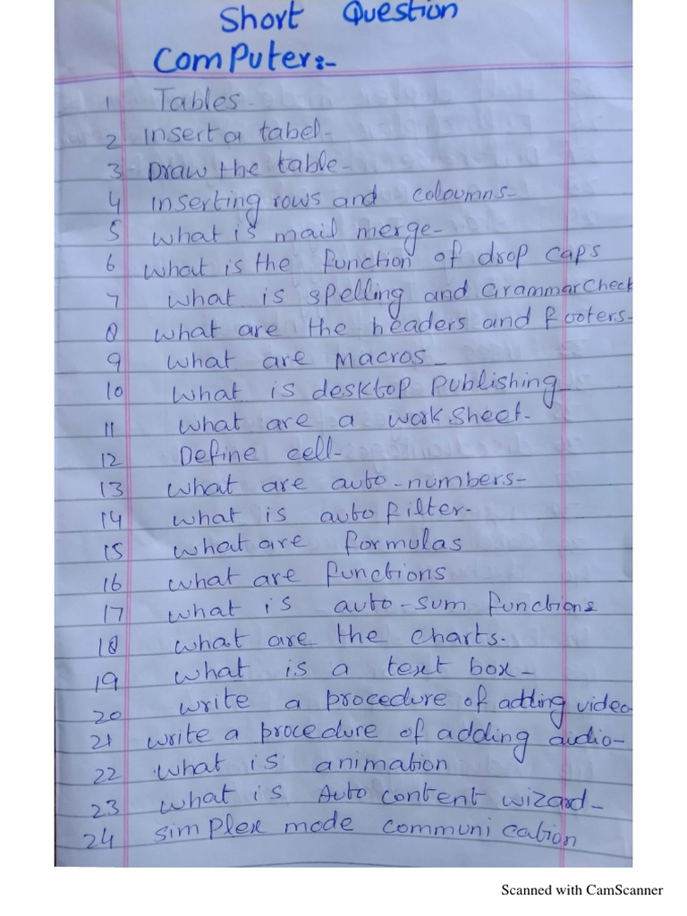 COMPUTER. Short+Long Questions | PDF