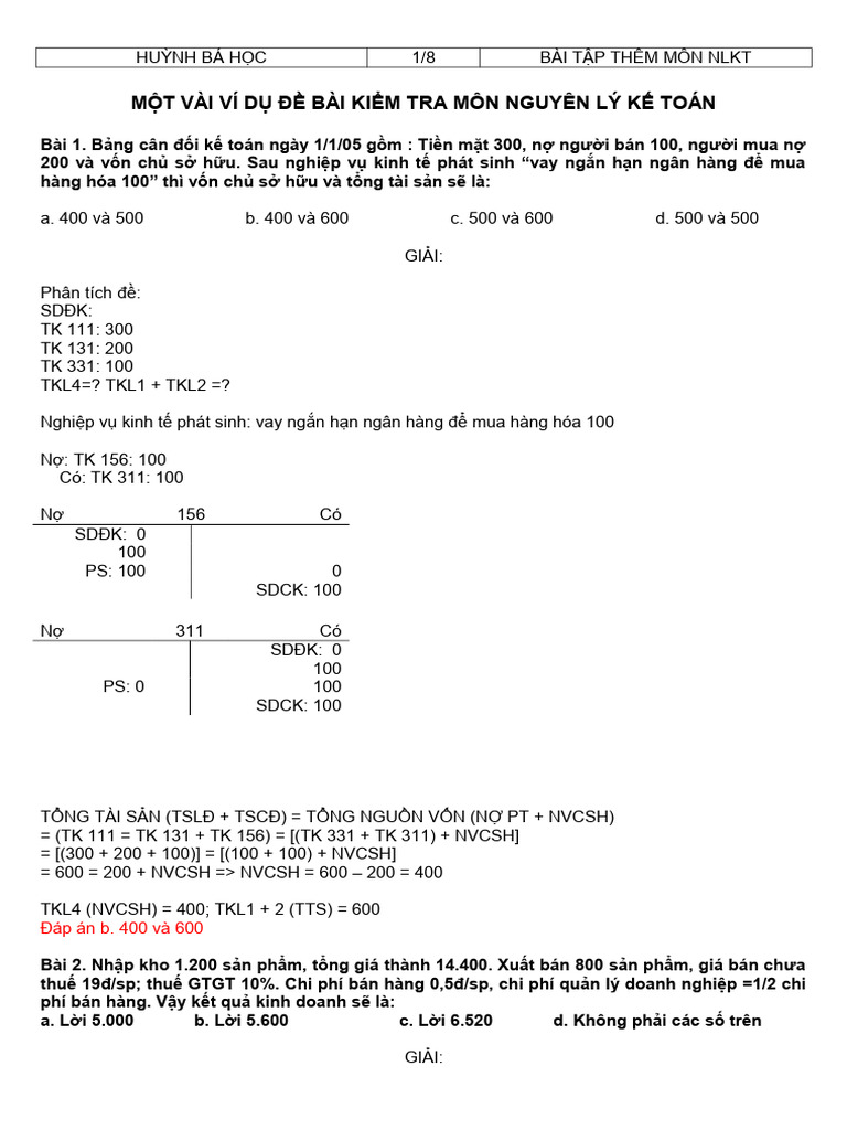 Dokumen - Tips - Bai Tap Them Mon Nguyen Ly Ke Toan | PDF