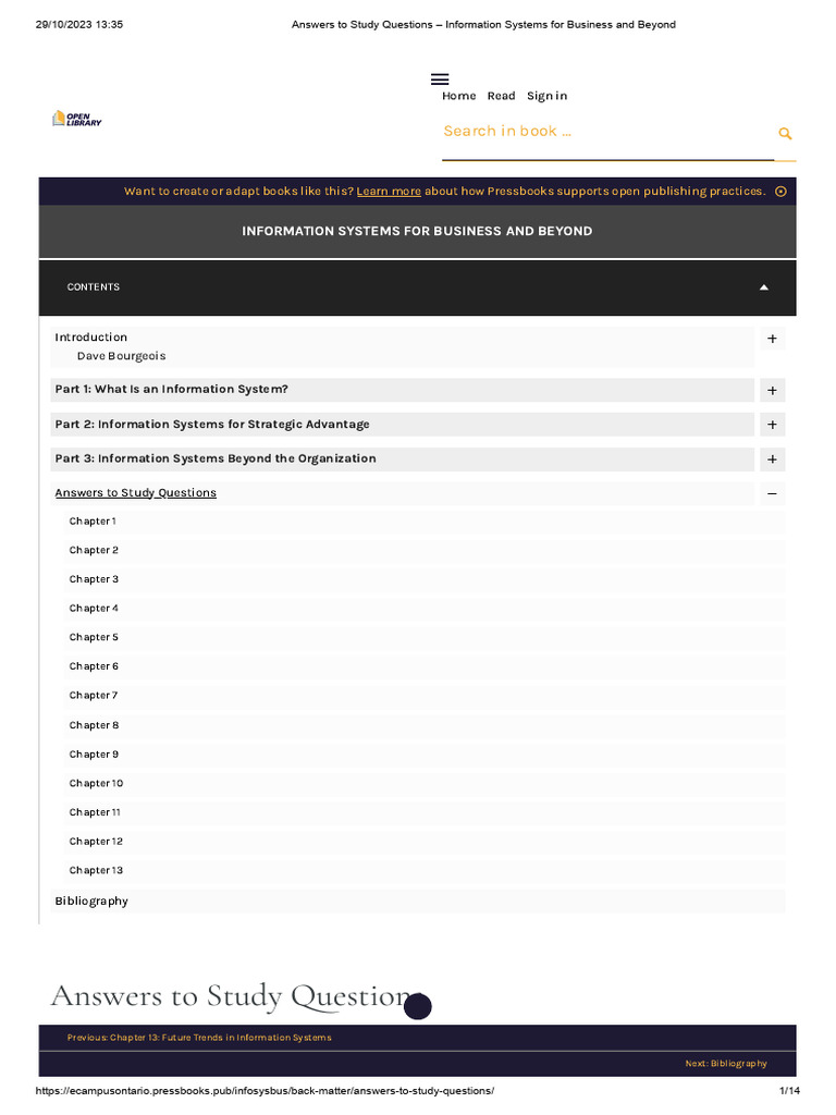 Answers To Study Questions - Information Systems For Business and Beyond | PDF | Databases | Patent