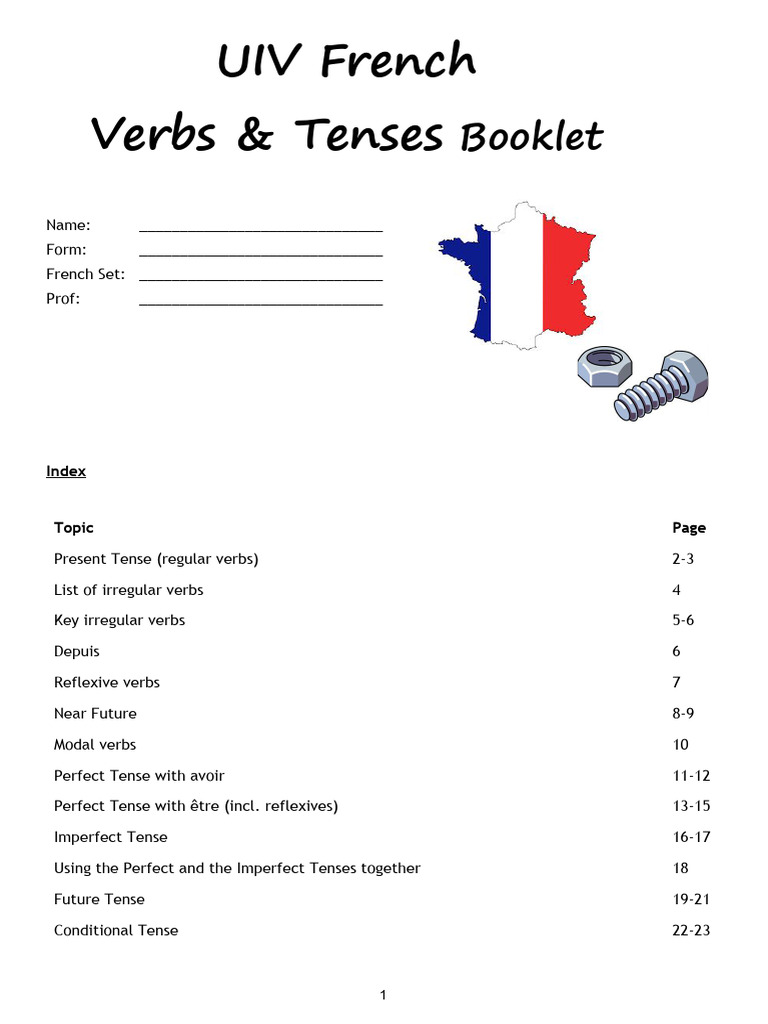 UIV Verbs and Tenses Booklet | PDF | Grammatical Tense | Grammatical ...