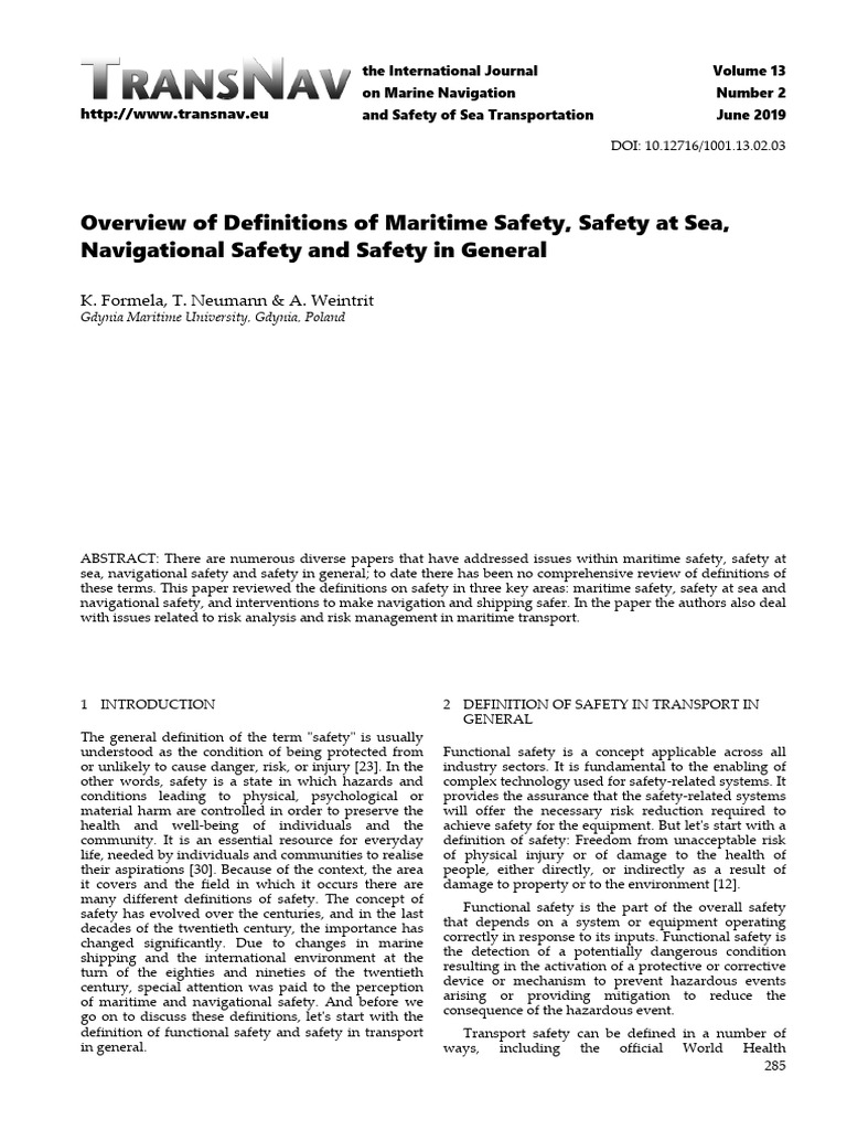 Overview of Definitions of Maritime Safety Safety | PDF | Risk | Safety