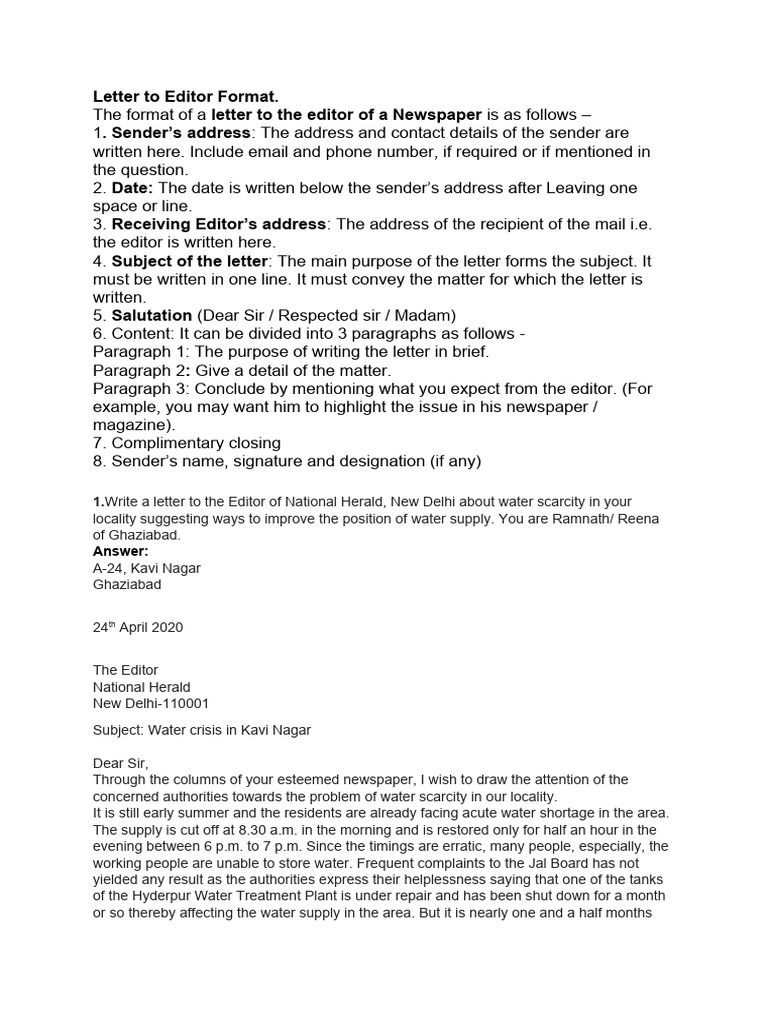 Letter To The Editor | PDF