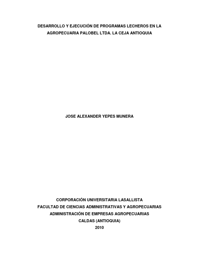 Manual de Funciones y Procedimientos Programa Lechero Finca Tierra Grata | Descargar gratis PDF ...