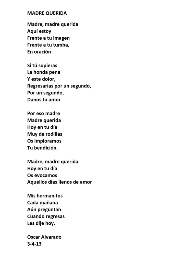 Poema "Madre Querida" para el Día de la Madre | PDF | Religión y ...