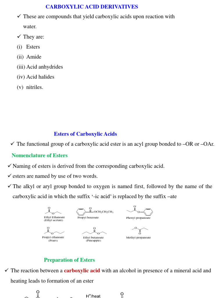 Carboxylic Acids Derivatives | PDF | Ester | Amide