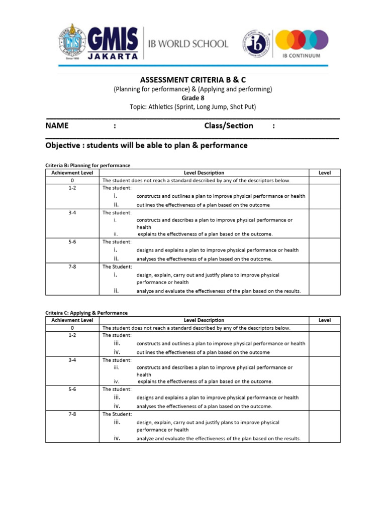 Criteria B and C | PDF