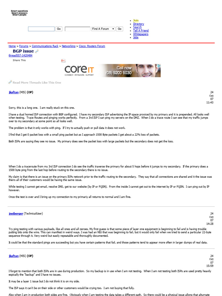 Cisco Routers Bgp Issue Pdf Router Computing Routing
