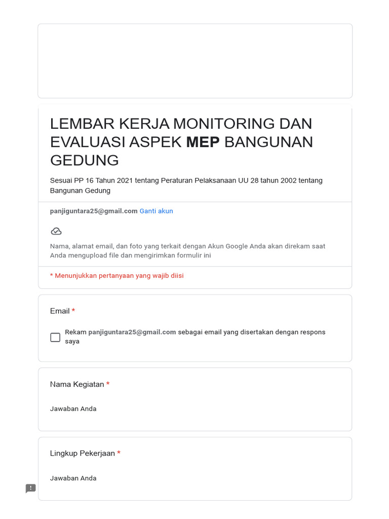 Lembar Kerja Monitoring Dan Evaluasi Aspek Mep Bangunan Gedung | PDF