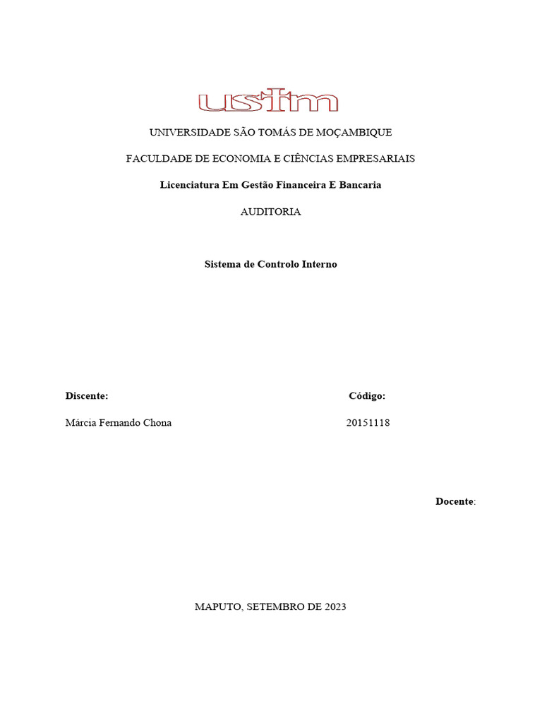 Sistema de Controlo Interno | PDF | Contabilidade | Auditoria interna