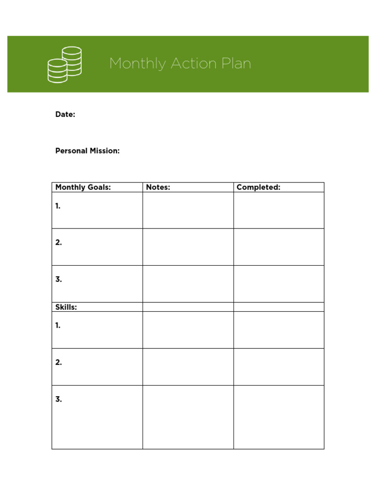 Personal Mission & Monthly Goals Template | PDF