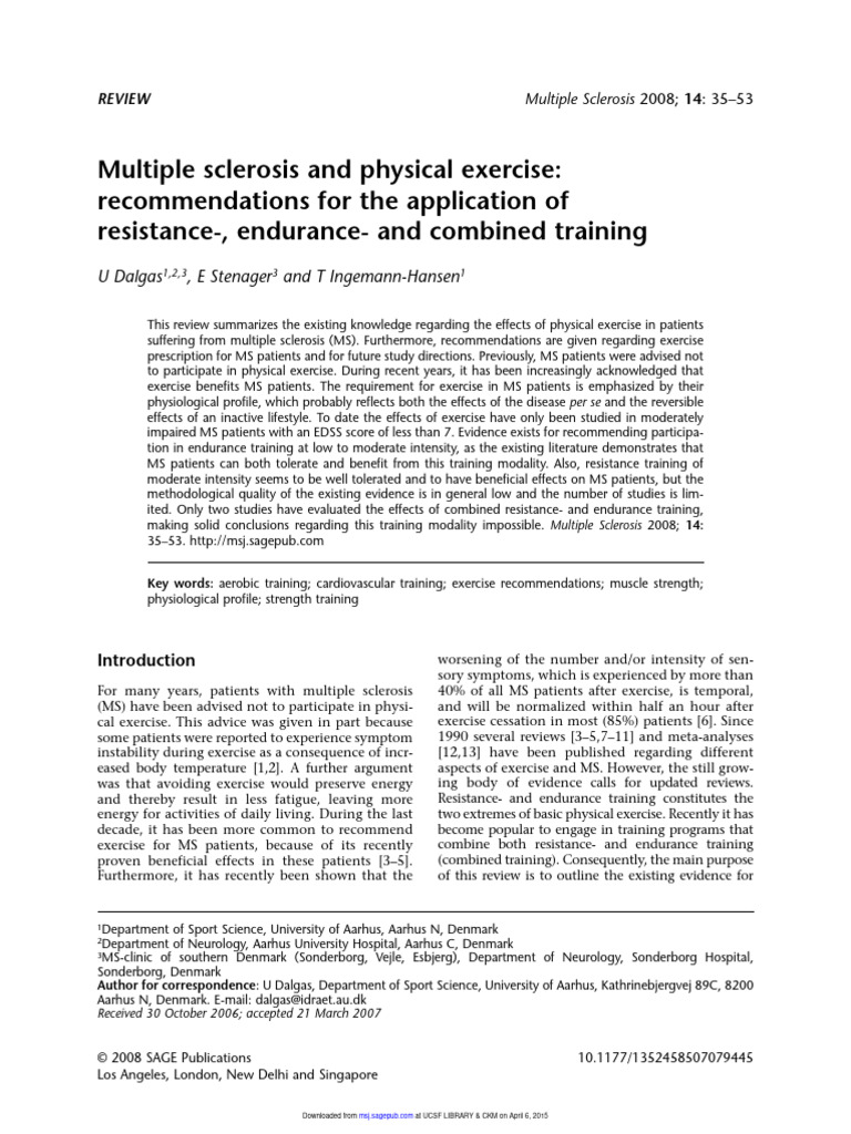 dalgas2008 | PDF | Strength Training | Multiple Sclerosis