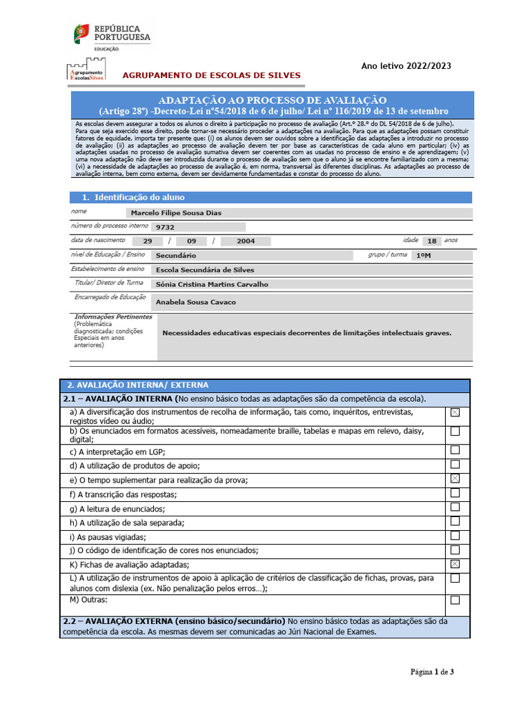 Adaptação Ao Processo de Avaliação | PDF | Ensino médio