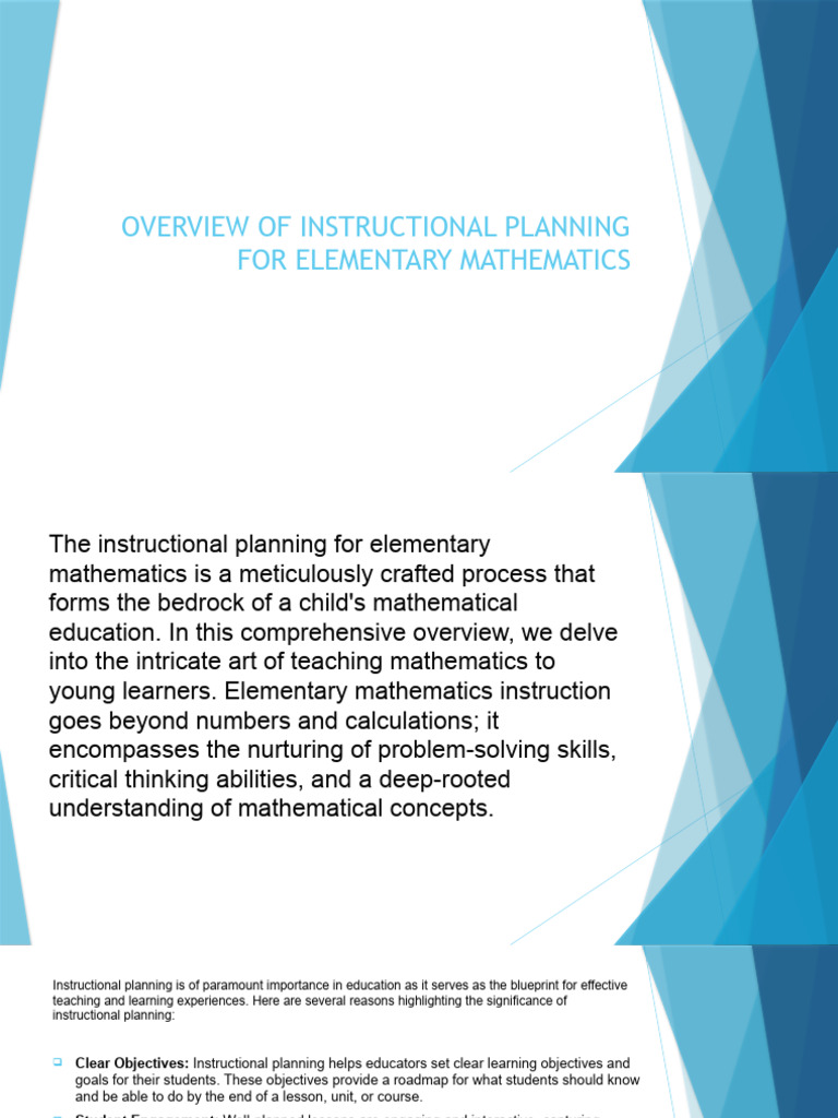 Overview of Instructional Planning For Elementary Mathematics | PDF ...