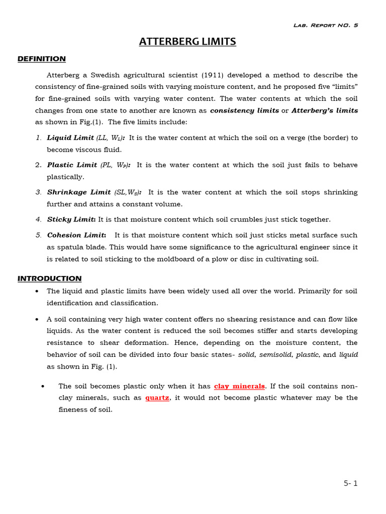 5 Atterberg Limits | PDF | Continuum Mechanics | Applied And Interdisciplinary Physics