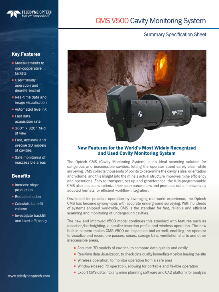CMS V500 Spec Sheet | PDF | Surveying | Usability