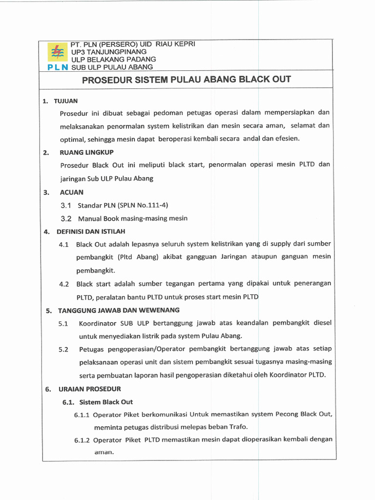 Sop Blackout | PDF
